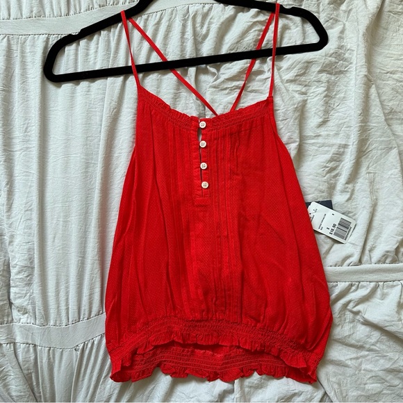 Tops | Nwt Woven Top Halter Adjustable Straps And Elastic Scrunch ...
